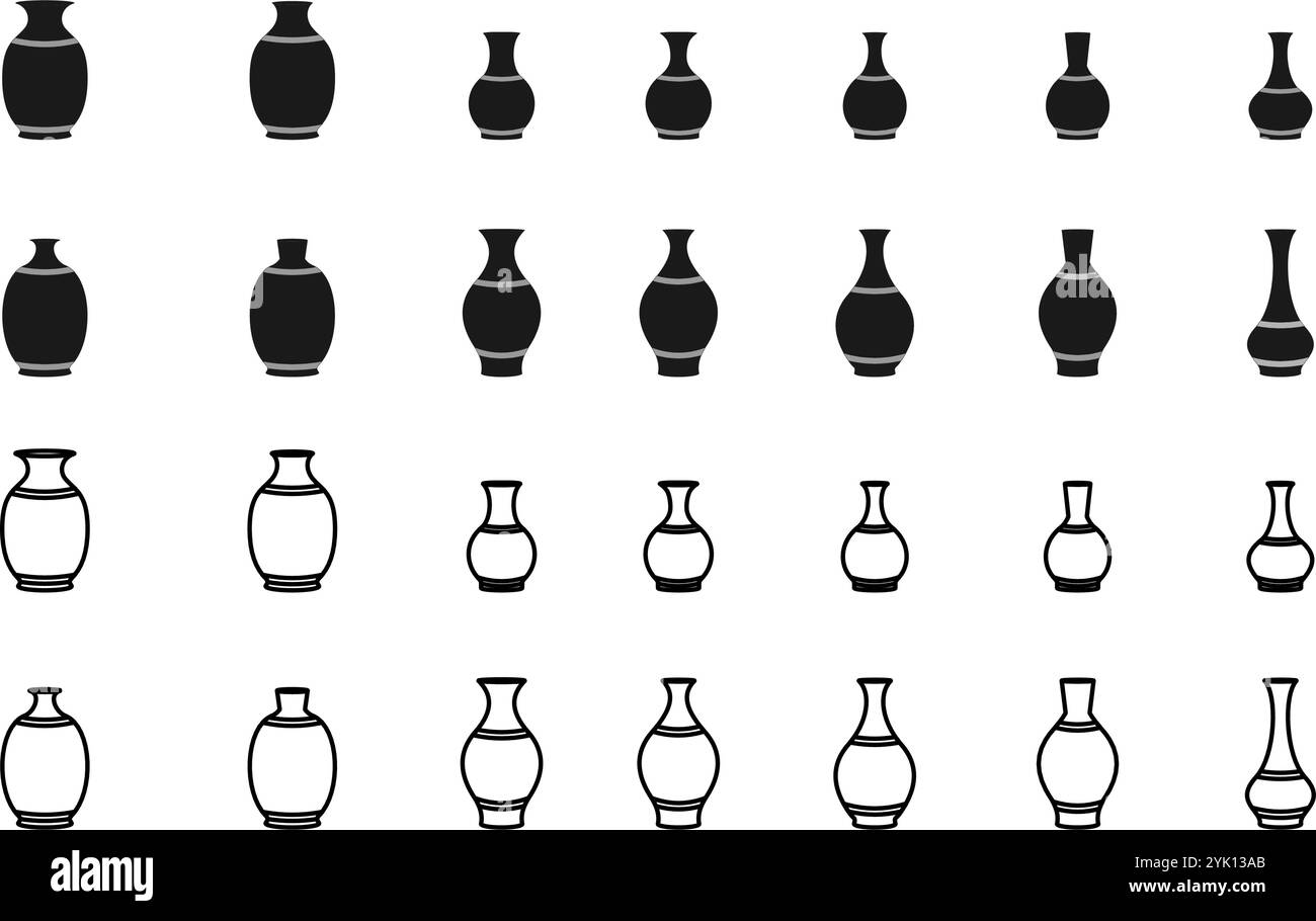 vase icon set vector illustration isolated on white background Stock ...