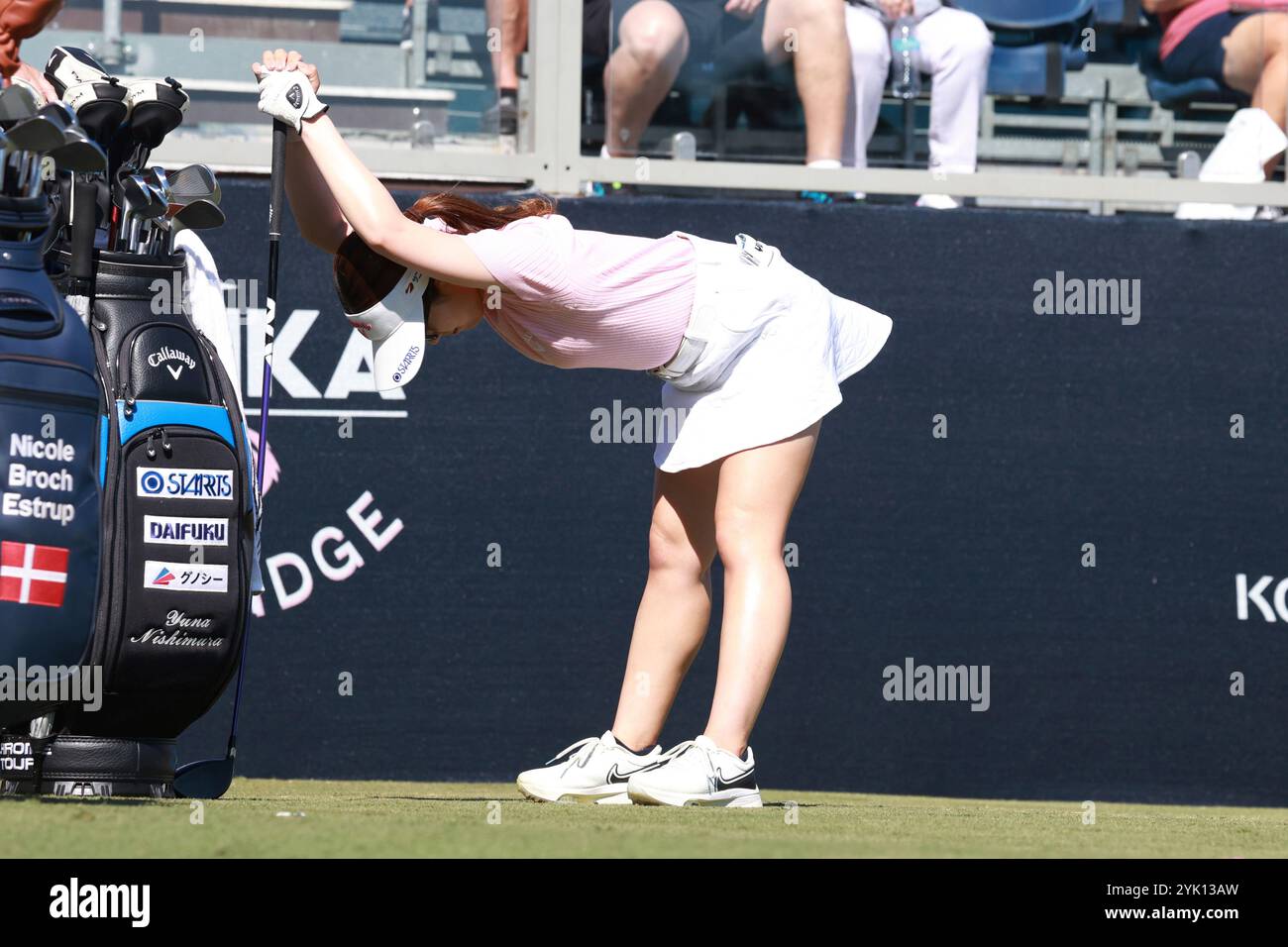 BELLEAIR, FL - NOVEMBER 15: LPGA golfer Yuna Nishimura stretches on the 10th tee on November 15 ...