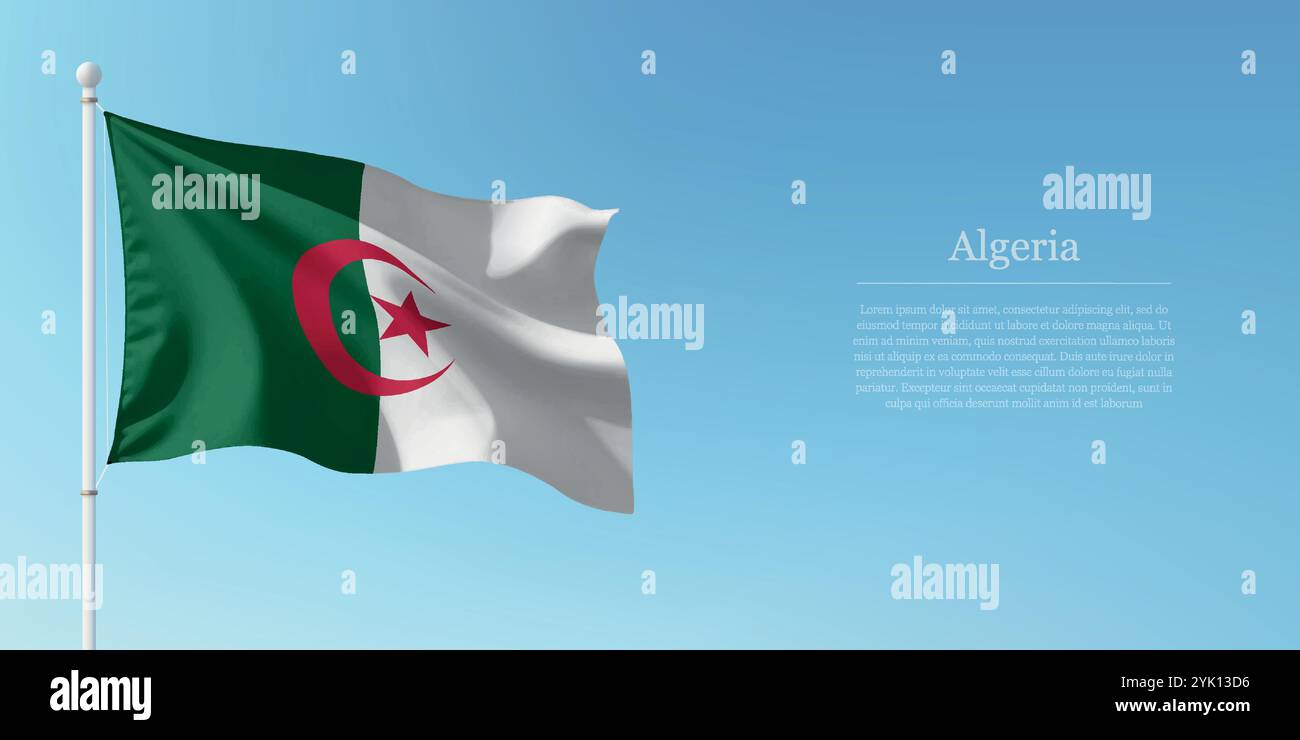 Blue sky background with algeria flag hi-res stock photography and ...