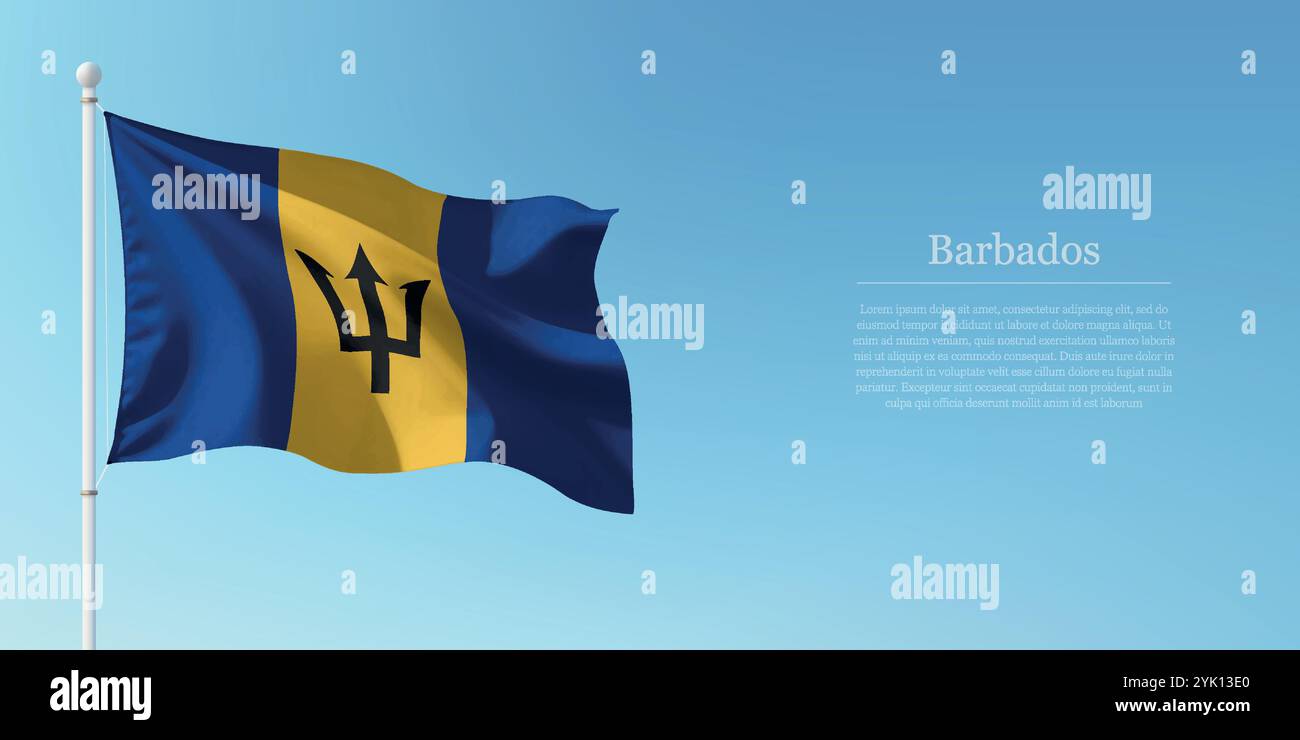 Barbados flag waving on pole Stock Vector Images - Alamy