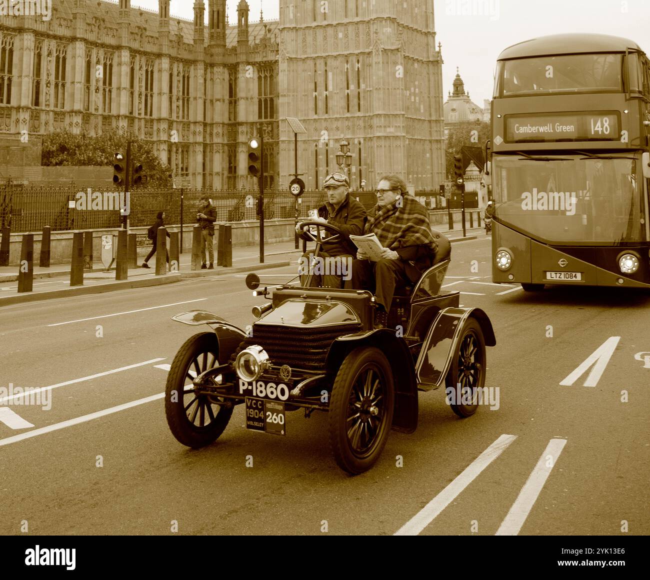 Sepia 1904 Wolseley London To Brighton Veteran Car Run Westminster ...