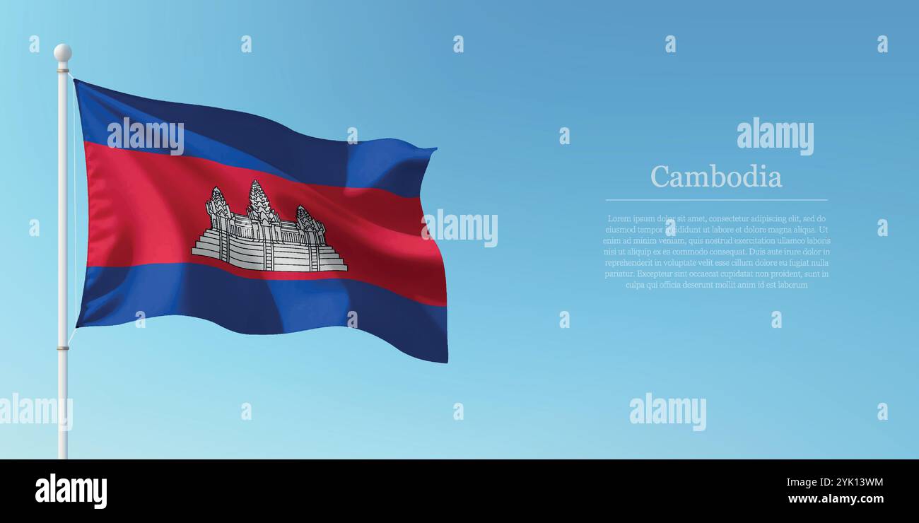 Blue sky background with cambodia flag Stock Vector Images - Alamy