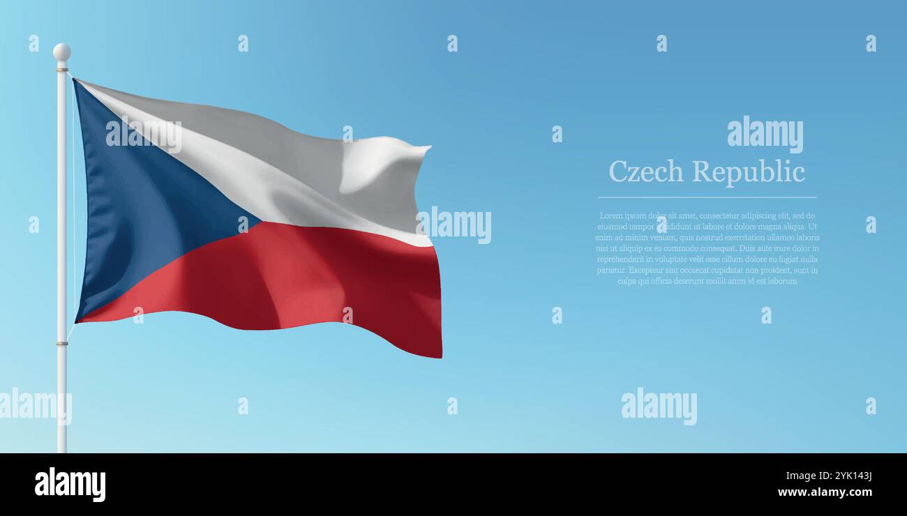 Blue sky background with czechia flag Stock Vector Images - Alamy