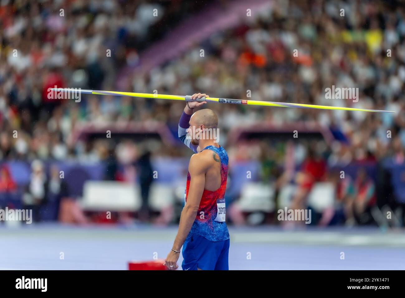 Zachery Ziemek (USA) competes in the javelin throw event of the Men's ...