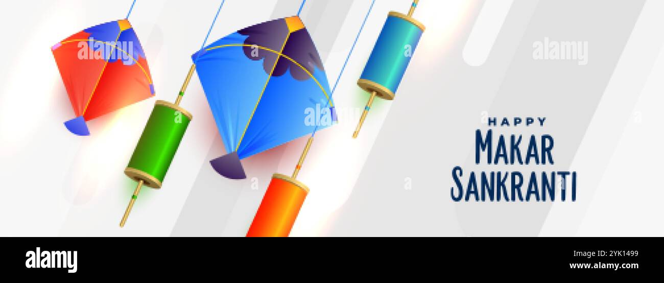 kites and spool of string for makar sankranti festival Stock Vector ...