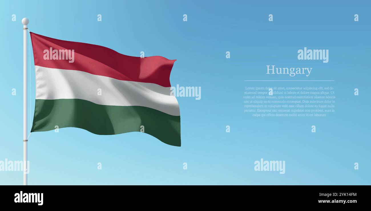 Hungarian flag waving on pole Stock Vector Images - Alamy