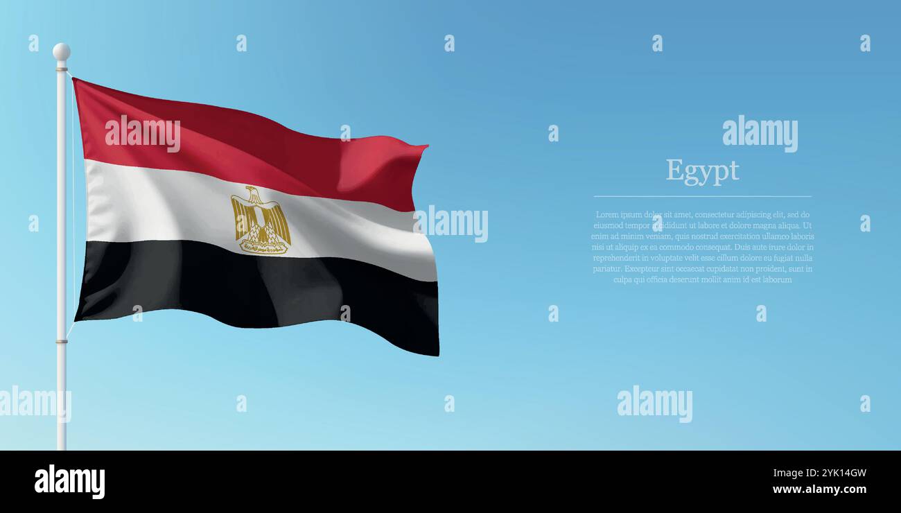 Blue sky background with egypt flag Stock Vector Images - Alamy