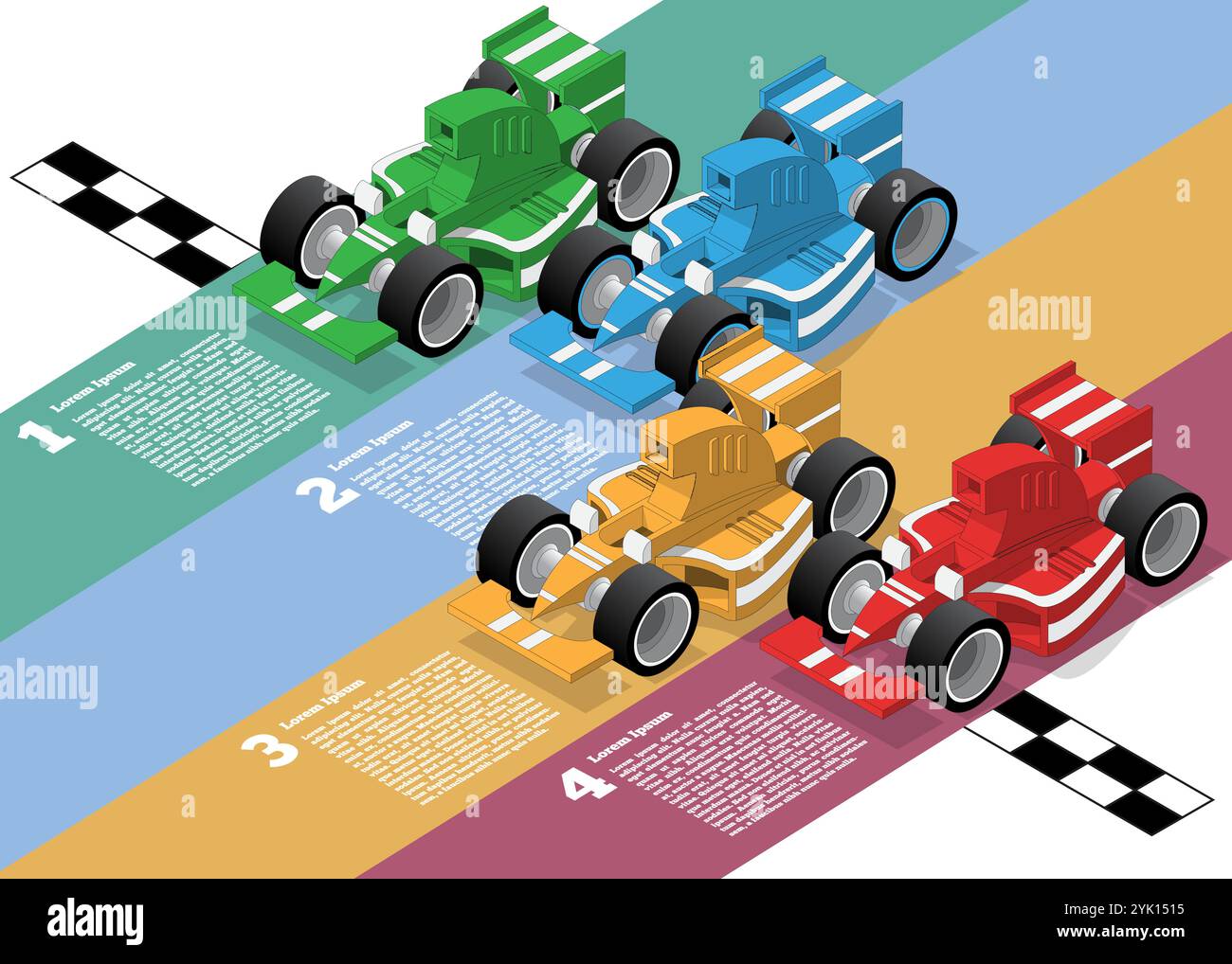 Racing cars at the finish line. Isometric.The template for the ...