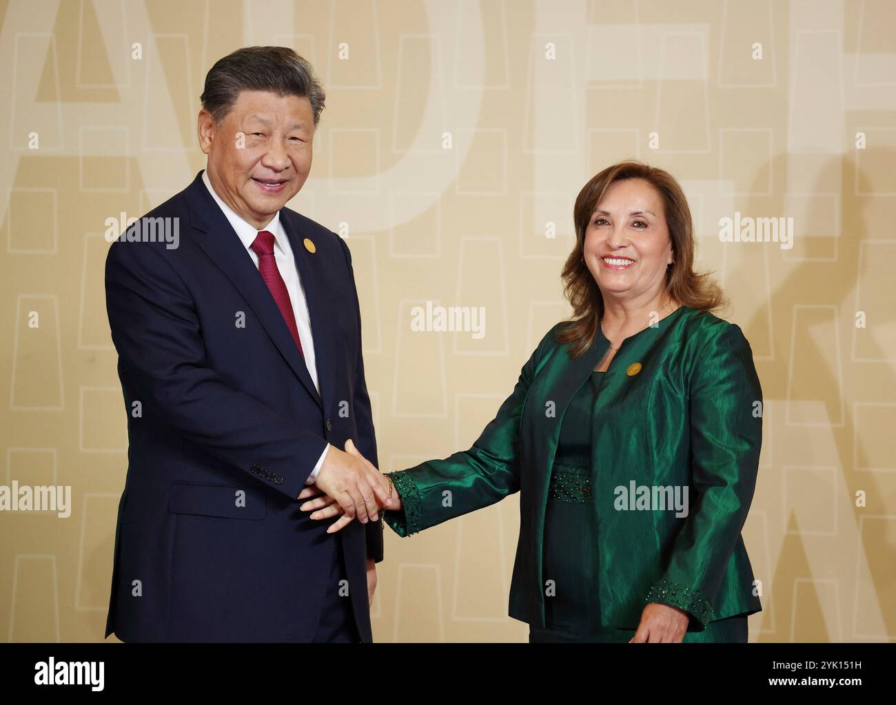 Peru's President Dina Boluarte (R) and China's President Xi Jinping ...