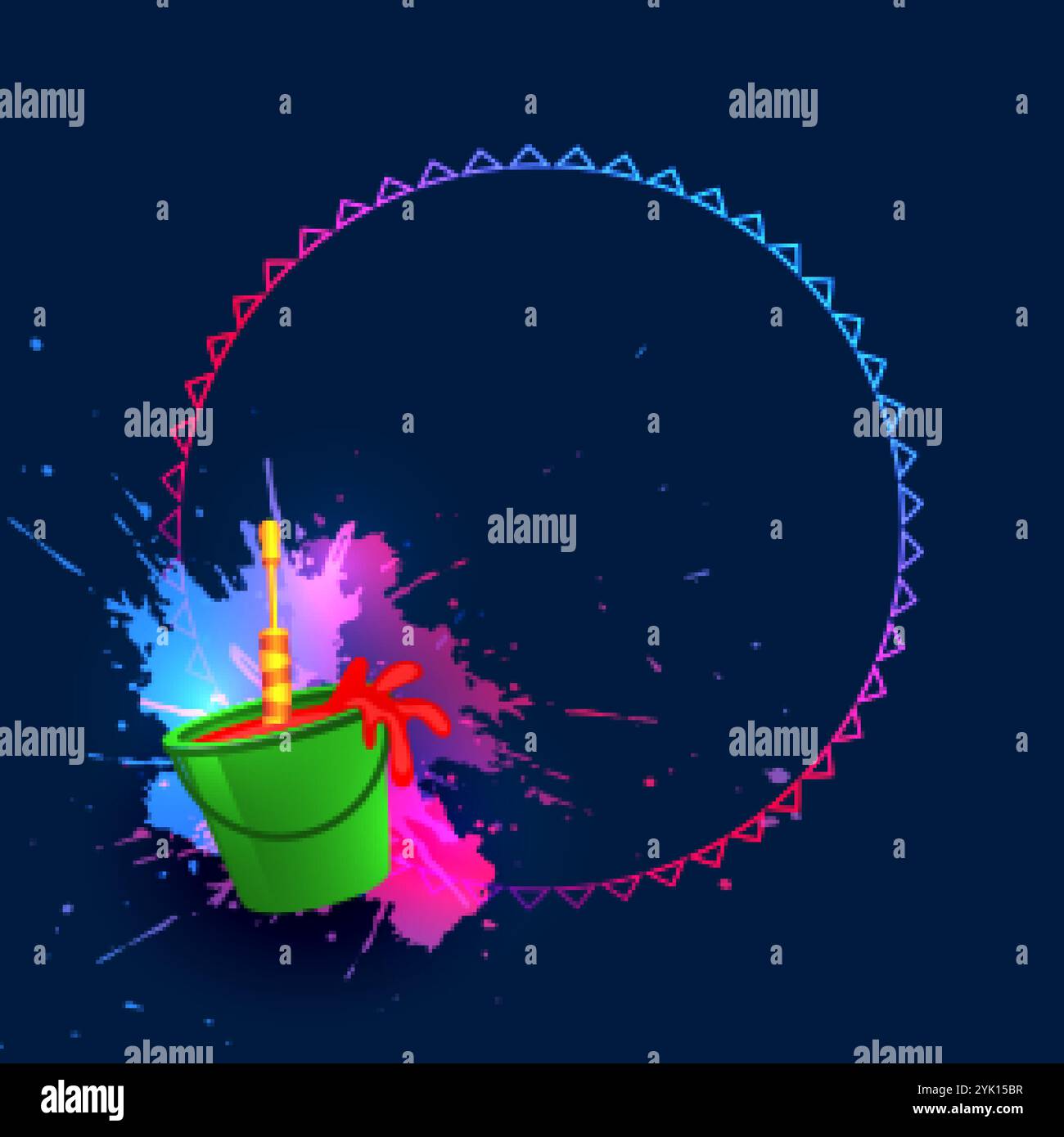 bucket of colors and pichkari happy holi background Stock Vector Image ...