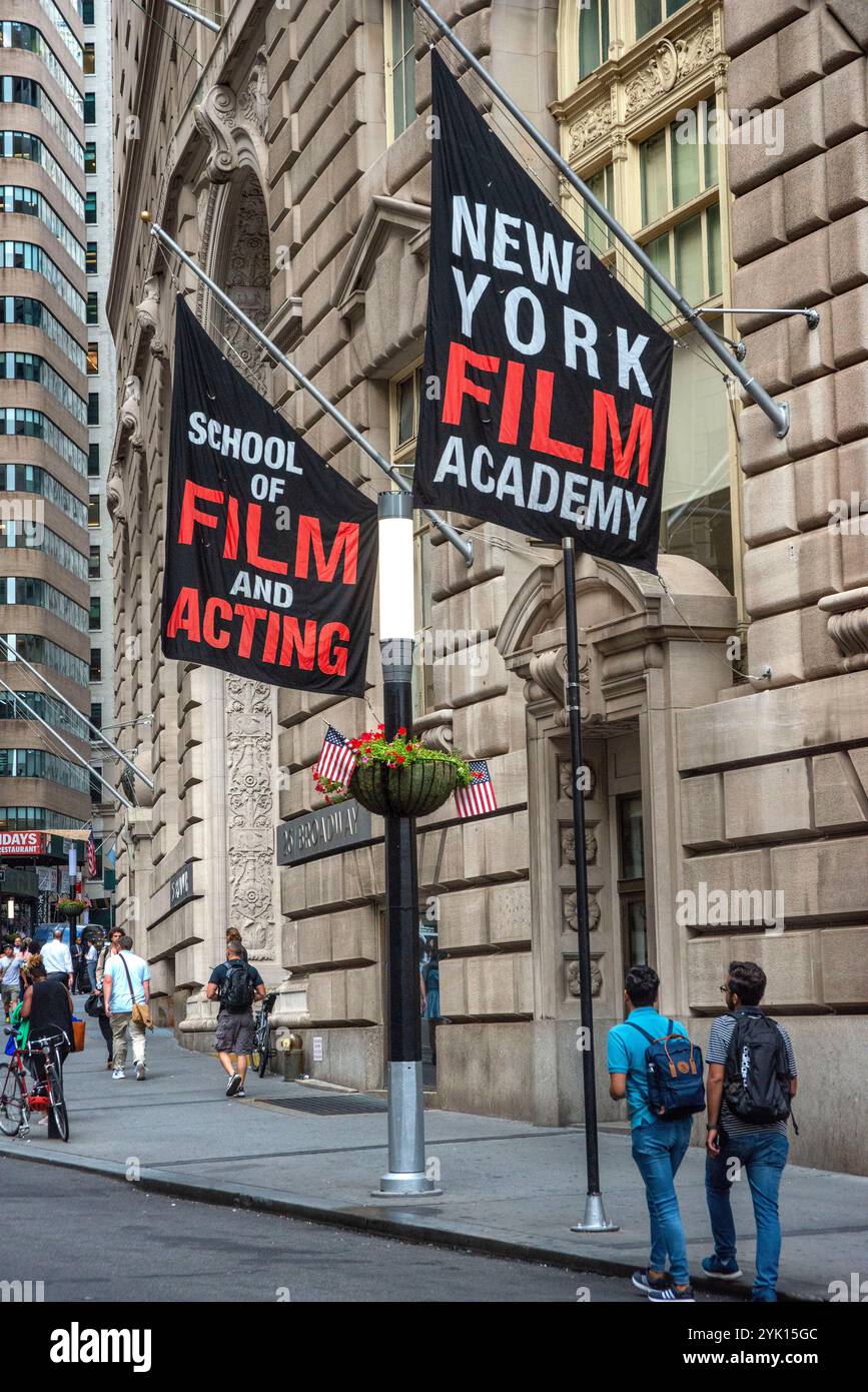 New York Film Academy sign on the building of the School of Film and ...