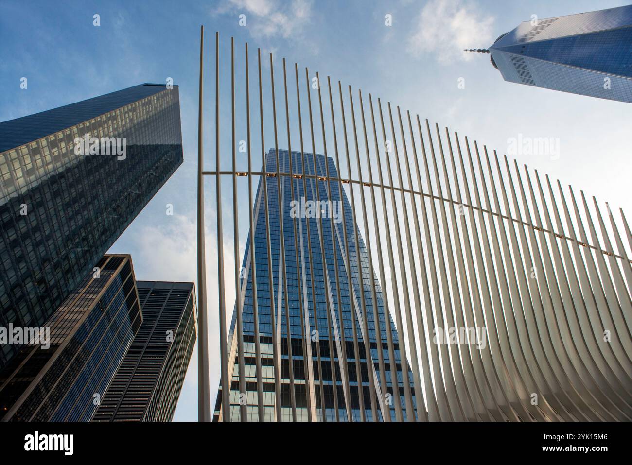 Outdoor view of World Trade Center Transportation Hub or Oculus in NYC ...