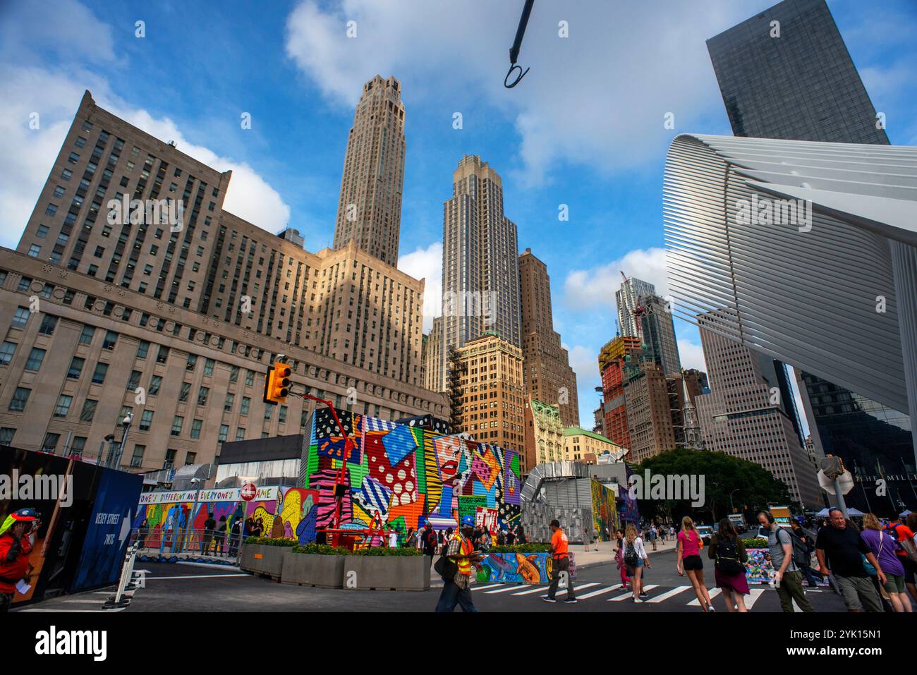Graffiti mural art installation in downtown near Oculus, the ...