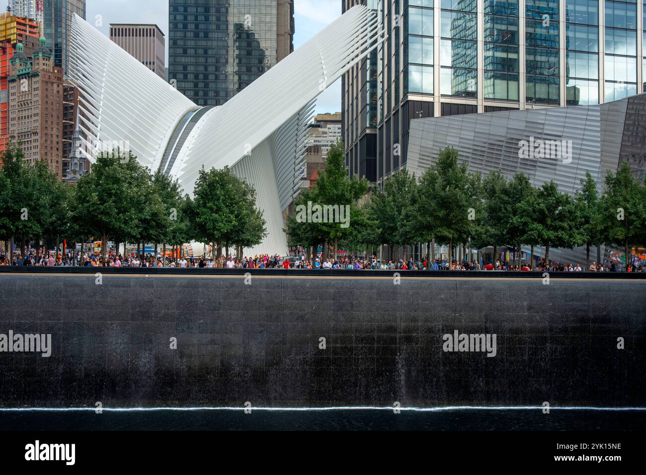 This image depicts the 911 Memorial in New York City, featuring the ...