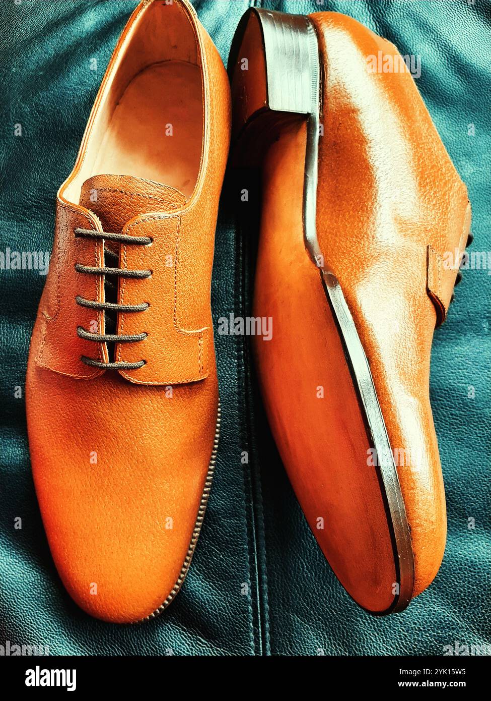 British Tan color handmade bespoke pig skin shoes Stock Photo - Alamy