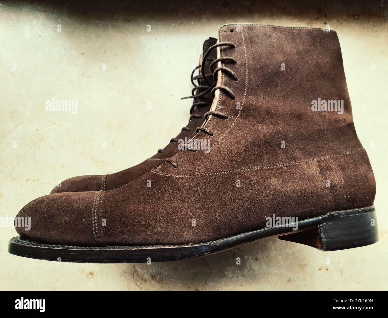 Vintage handmade bespoke leather boots Stock Photo - Alamy