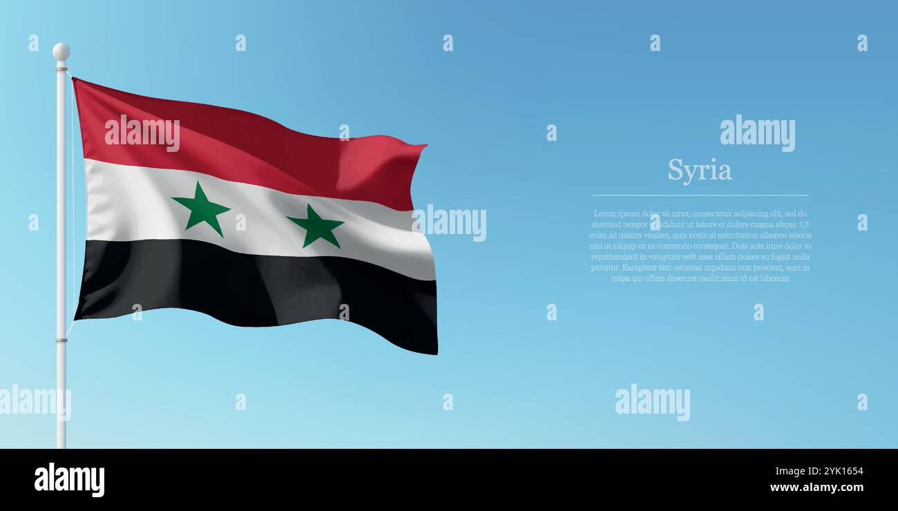 Syria flag on pole sky Stock Vector Images - Alamy