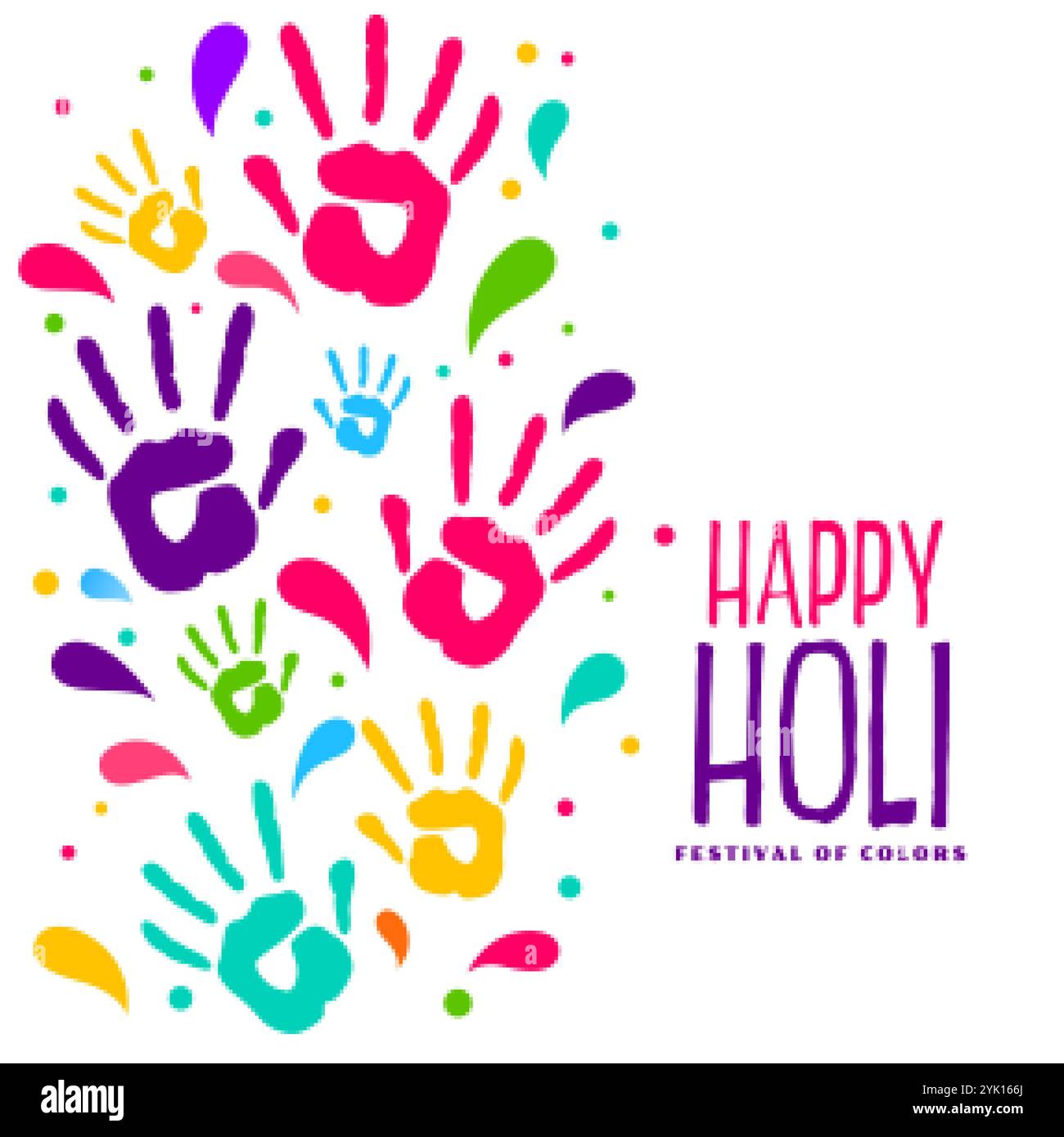 hapy holi colorful hand prints background design Stock Vector Image ...