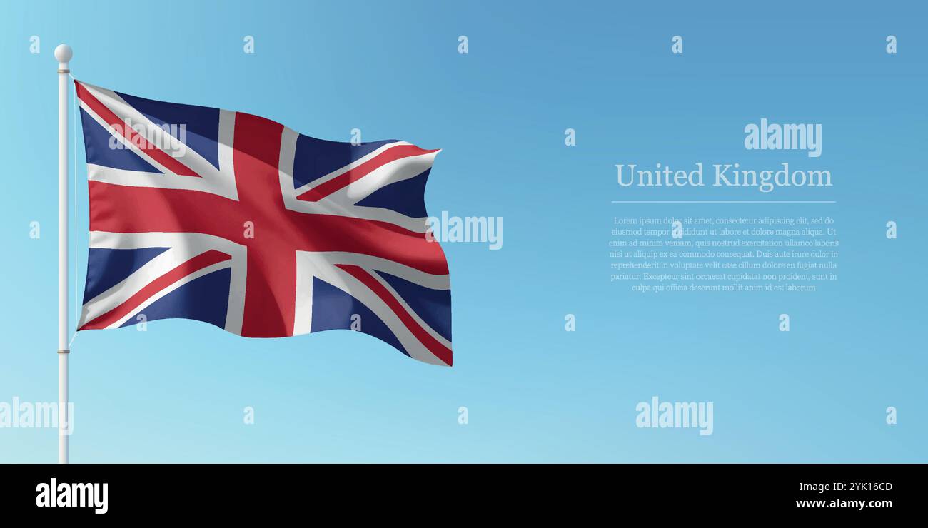 Waving flag of on a pole with a blue sky backdrop with copyspace Stock Vector Image & Art - Alamy