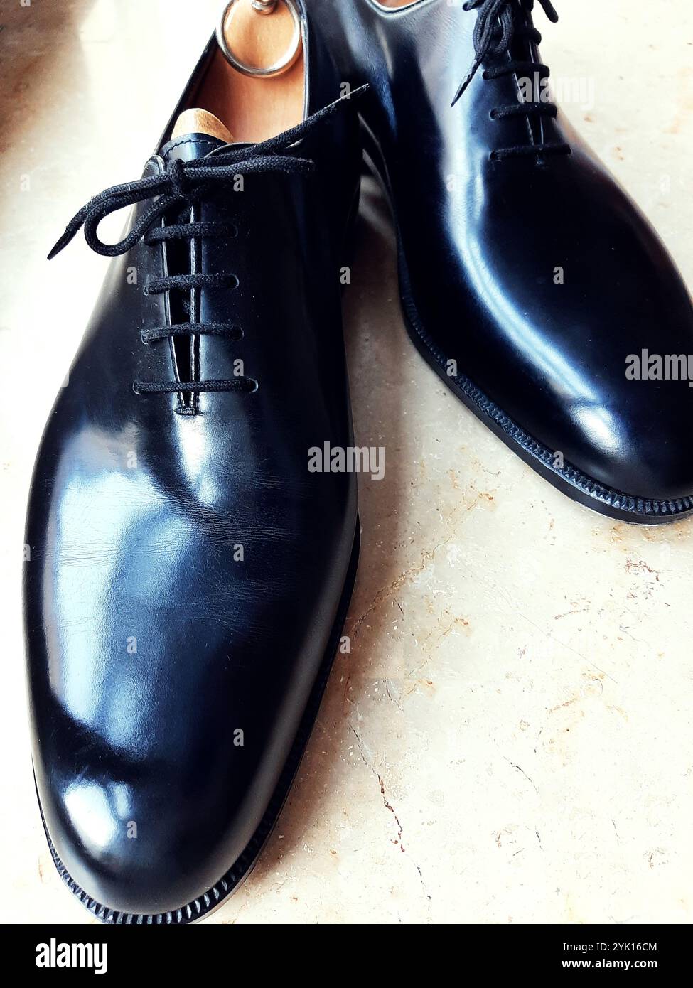 Premium black french handmade bespoke oxford wholecut shoes Stock Photo ...
