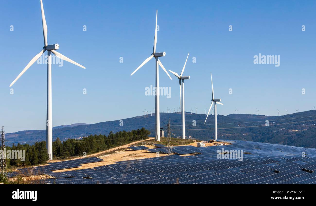Photovoltaic cell panels wind turbines hi-res stock photography and ...