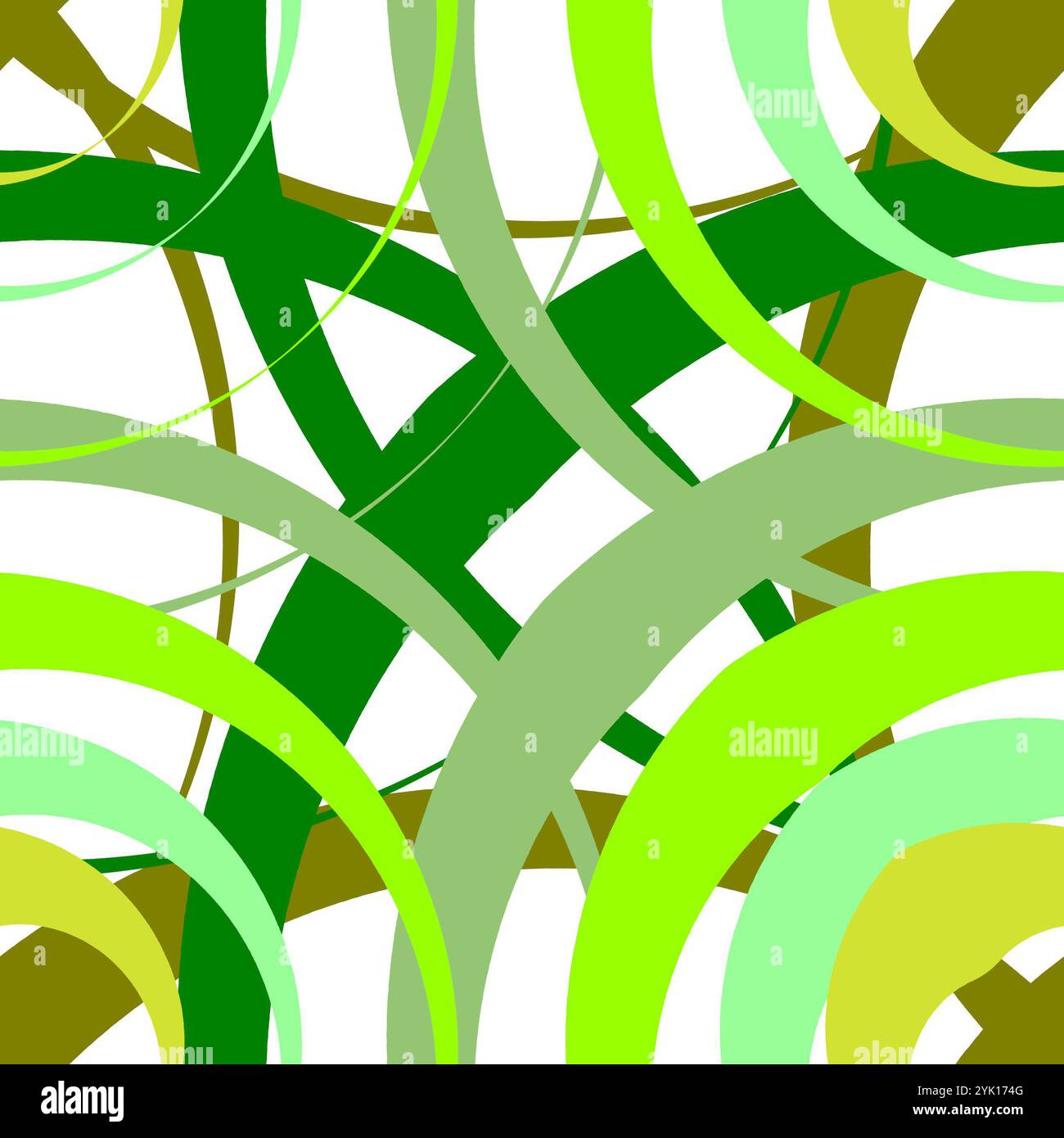 Fresh abstract pattern with overlapping green, yellow curves creating harmonious flow, for eco ...