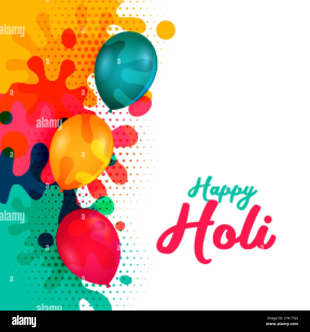 happy holi water ballons and colorful splashes design Stock Vector ...