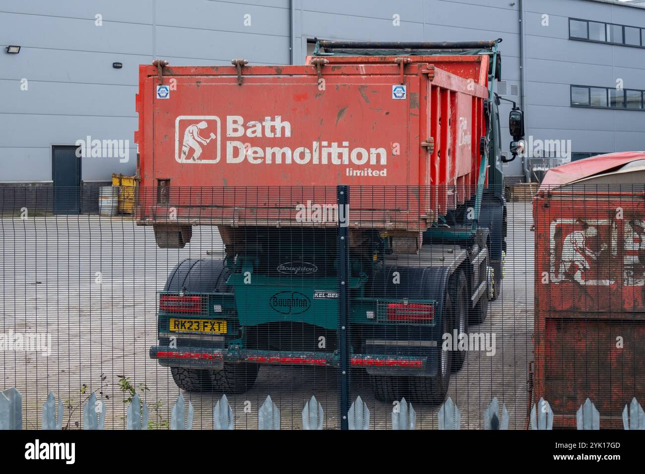 Red Bath Demolition truck Stock Photo - Alamy