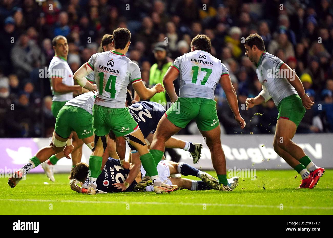Scotland's Jamie Dobie scores their side's ninth try of the game during ...