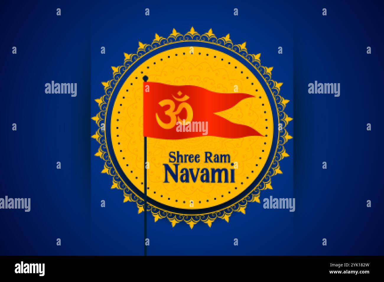 shree ram navami festival card with om symbol flag Stock Vector Image ...