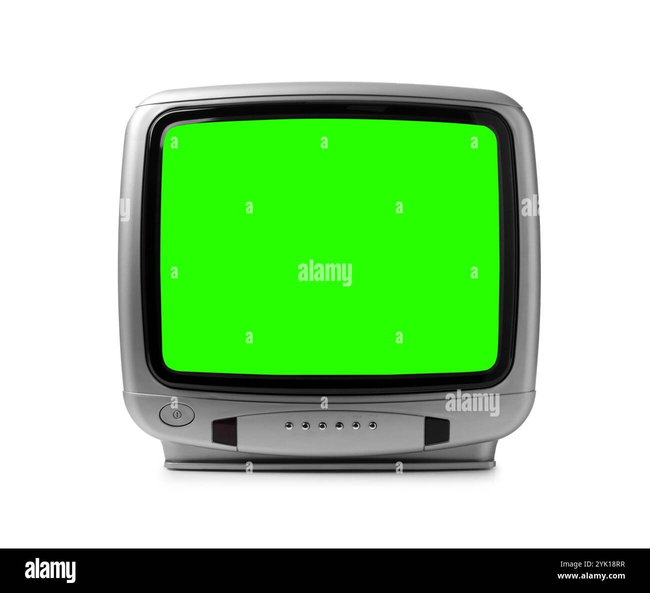 Retro Tv set with green screen on white background. Chroma key Stock ...