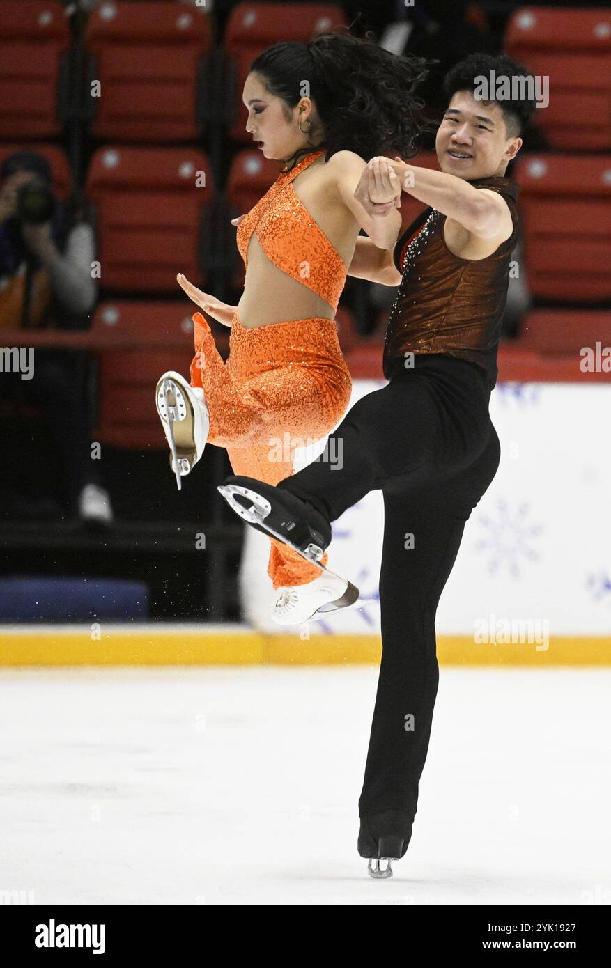 Hannah Lim and Ye Quan of South Korea perform during the rhythm dance ...