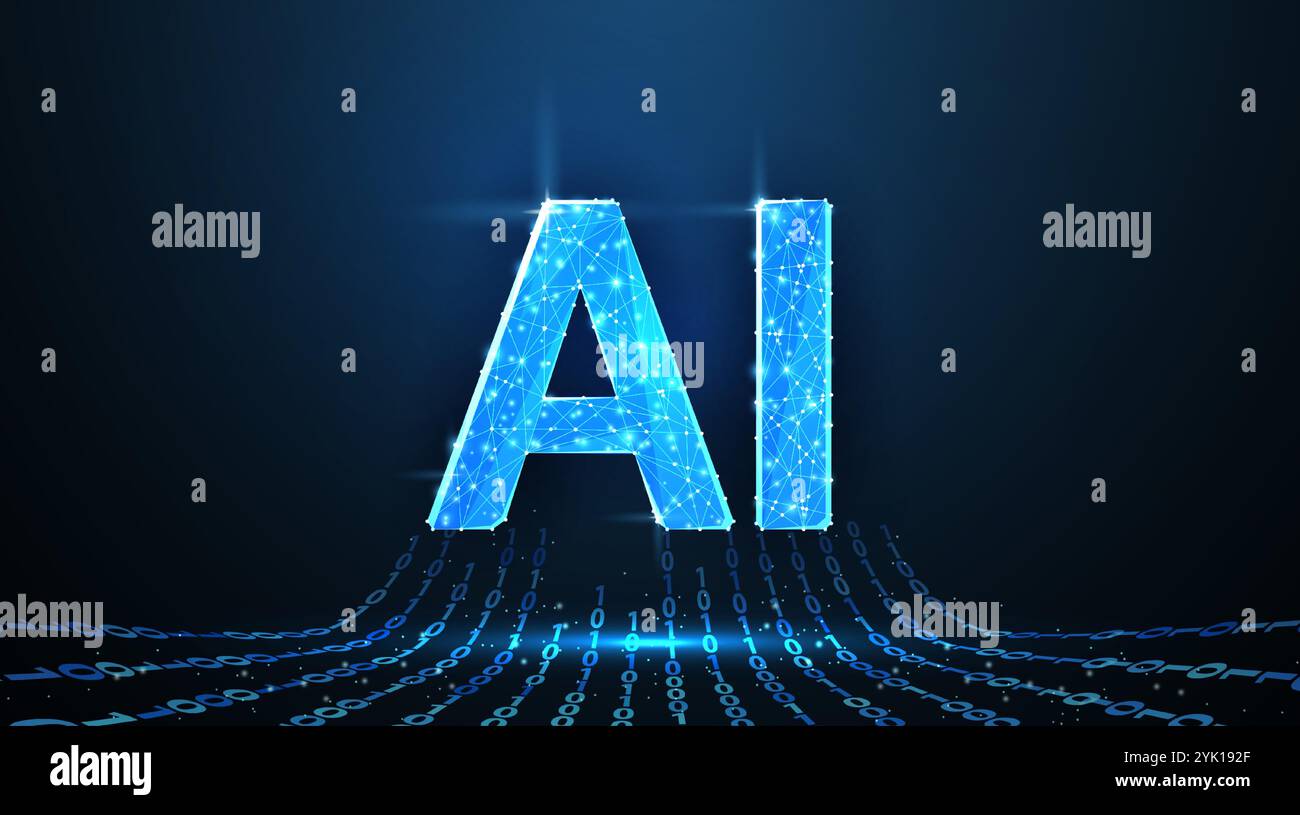 AI letters. AI technology, robot core, electric line Stock Vector Image ...