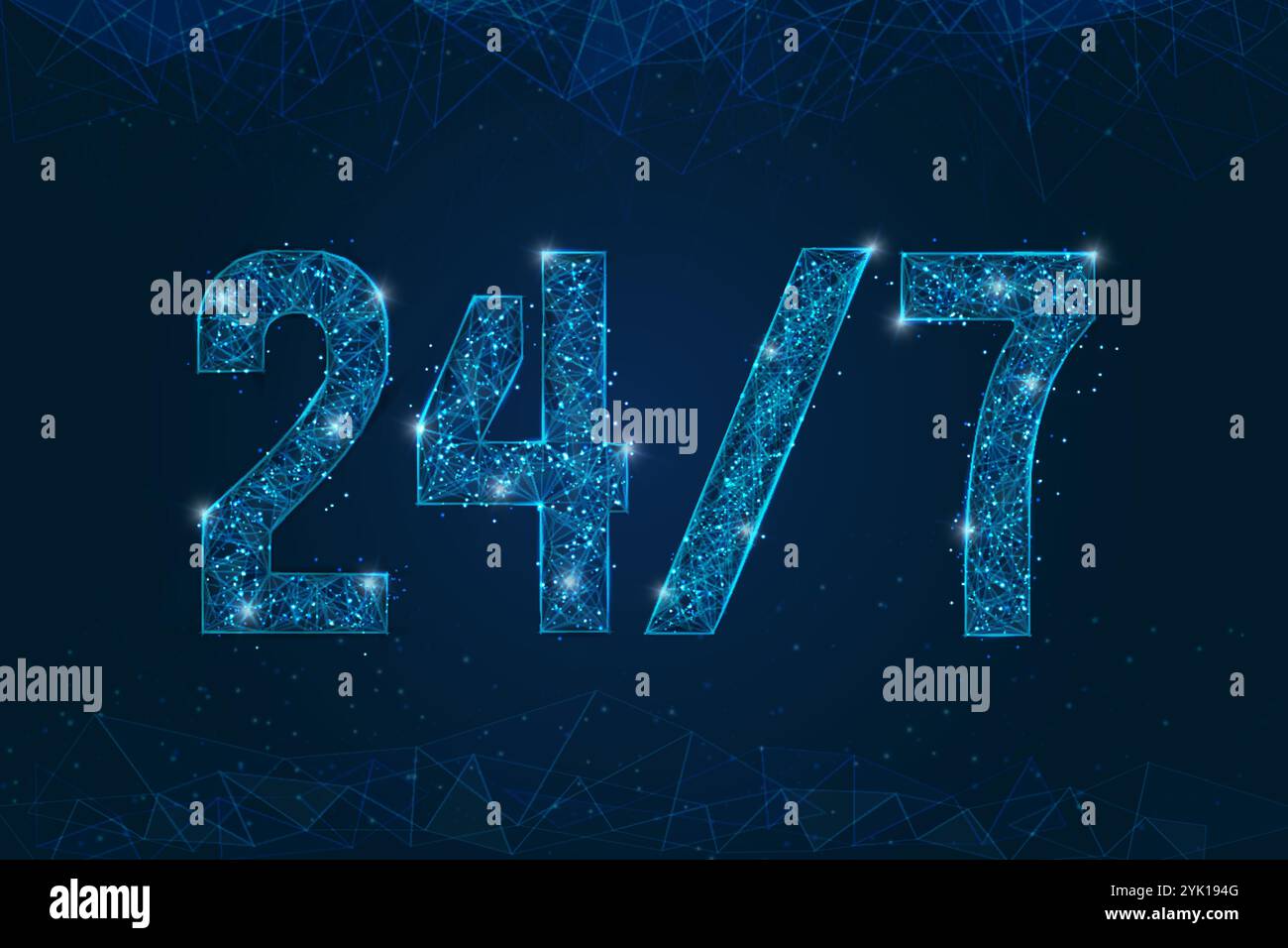 Abstract isolated blue image of signboard 24 7 open hours time ...