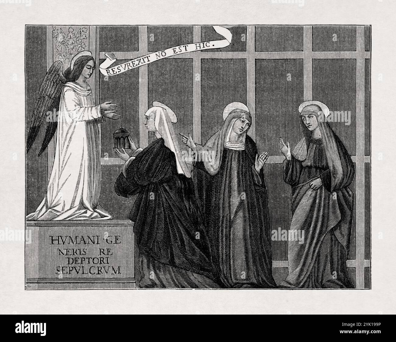 The Holy Women at the Tomb. Engraving after a 16th century fresco in ...