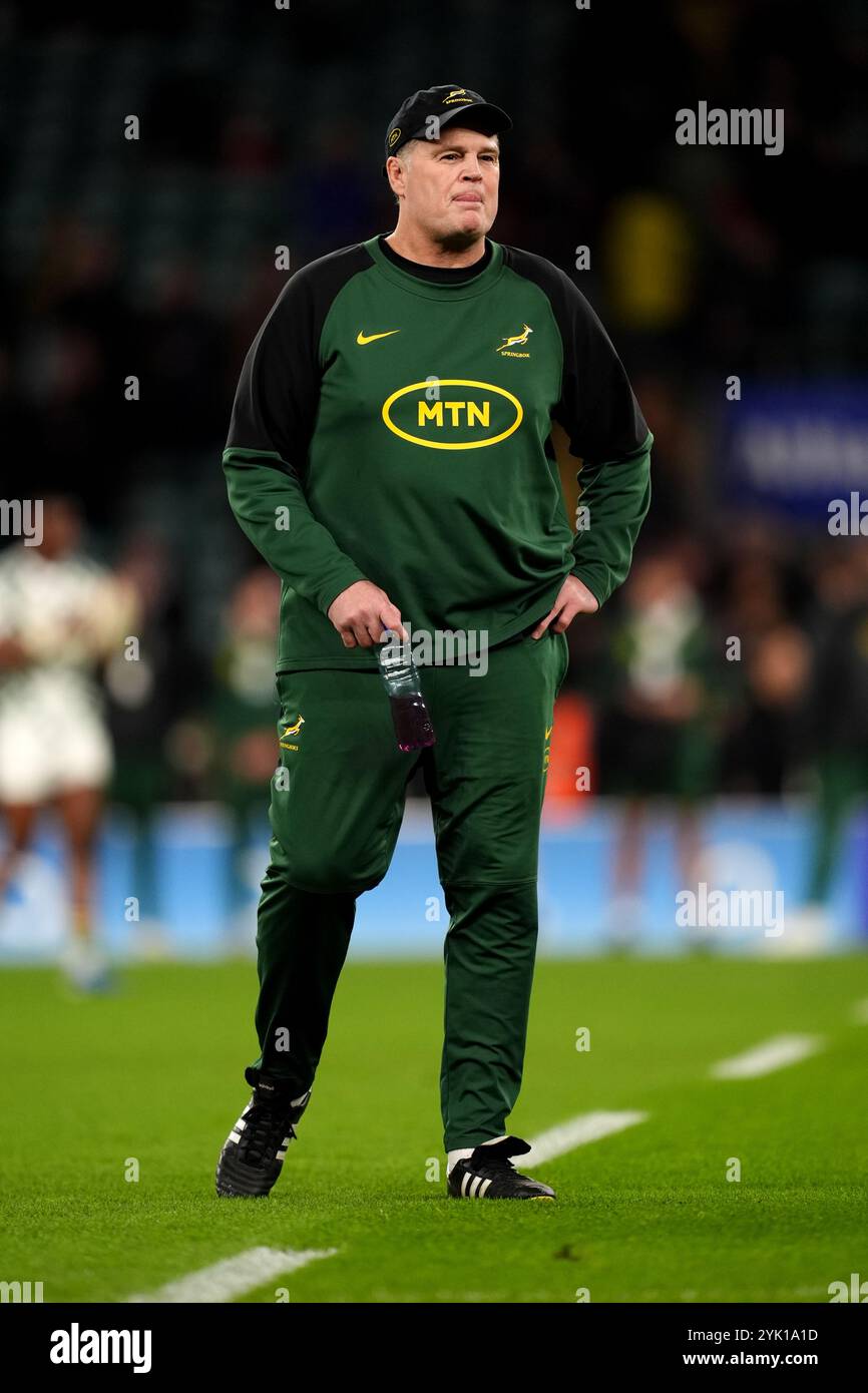 London, England. 16th November, 2024. South Africa head coach Rassie ...