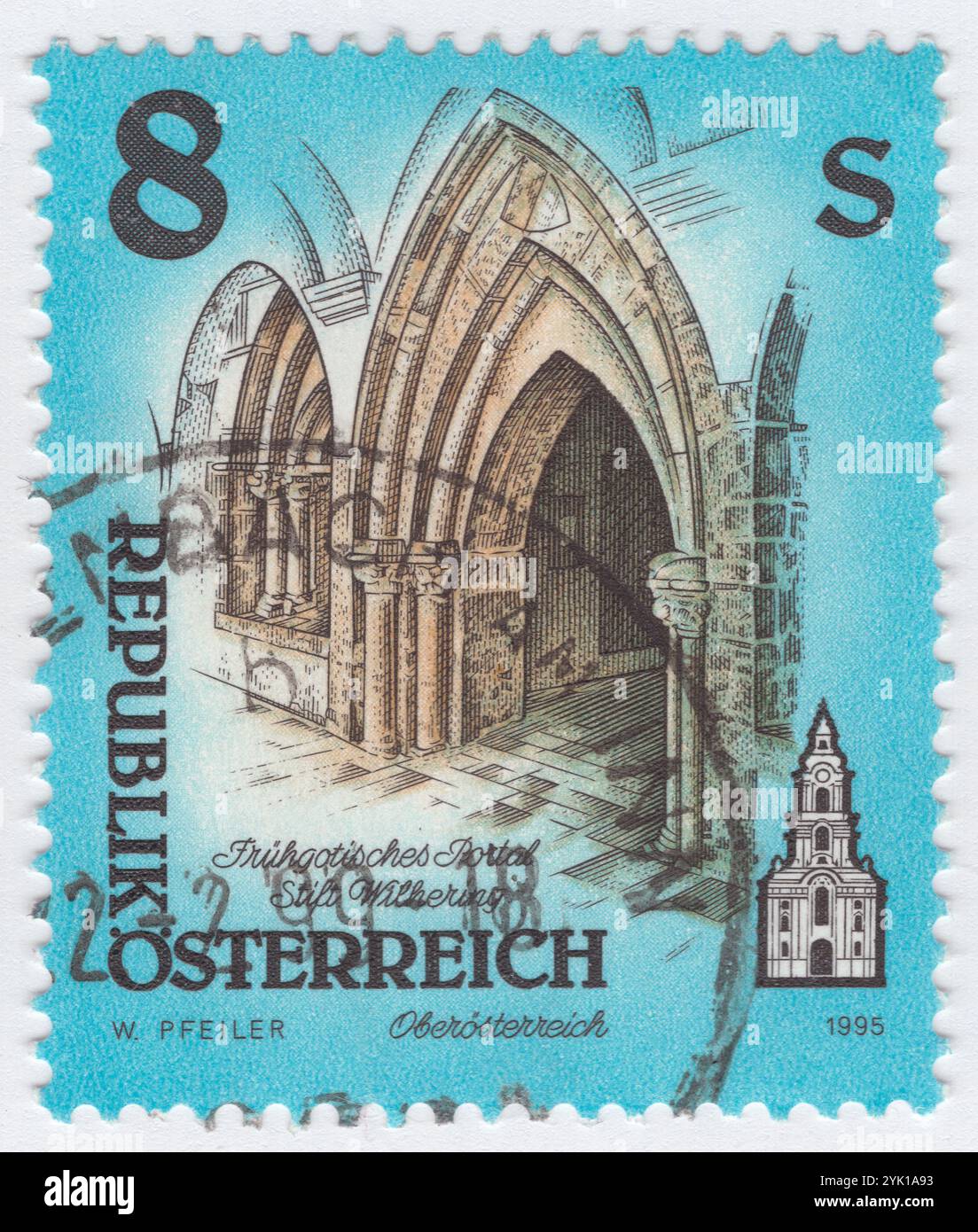 AUSTRIA - 1995 September 15: 8 shillings postage stamp depicting Gothic ...