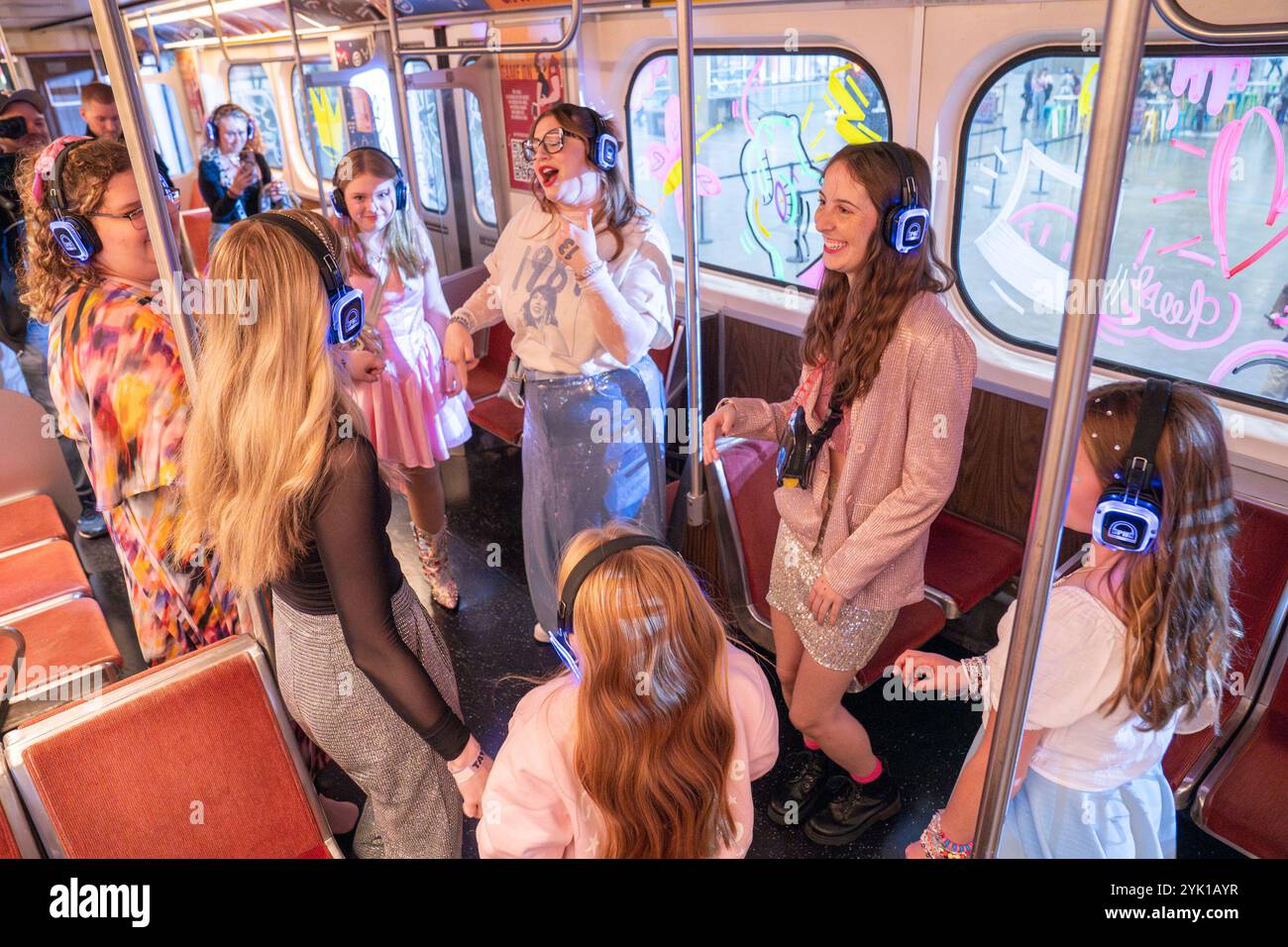 People dance at silent dance party on TTC (Toronto Transit Commission ...