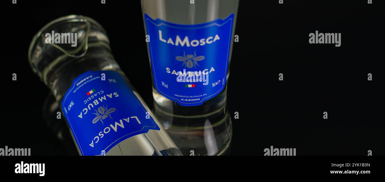 LONDON, UNITED KINGDOM - JULY 25, 2024 The name La Mosca refers to the ...