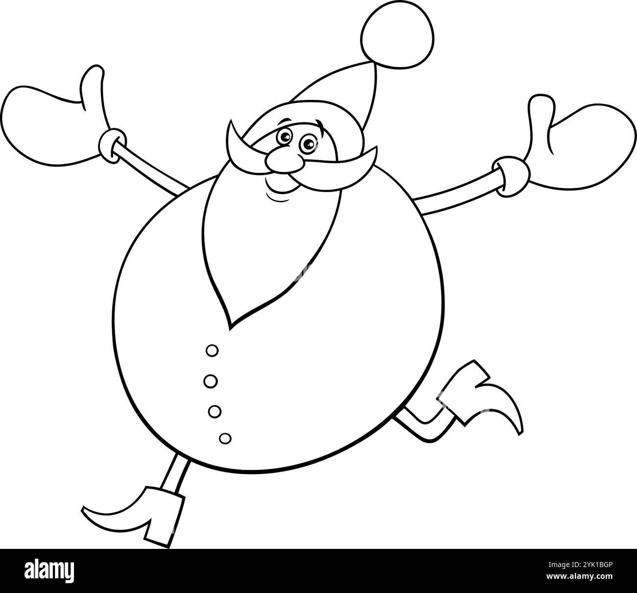 Cartoon illustration of happy running Santa Claus on Christmas time ...