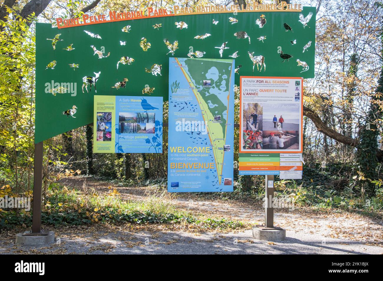 Welcome to Point Pelee National Park sign at the visitor centre in ...