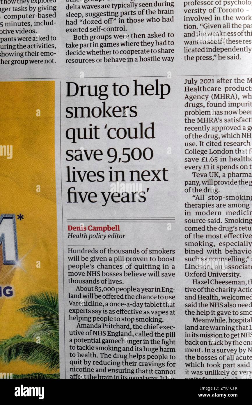 'Drug to help smokers quit 'could save 9,500 lives in next five years ...