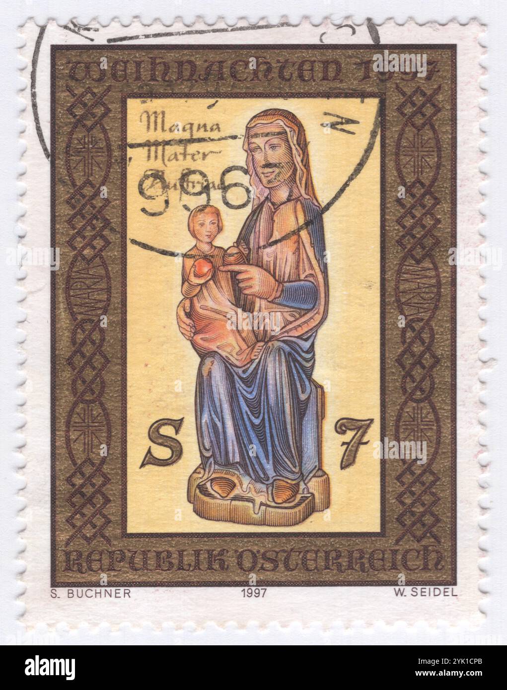 AUSTRIA - 1997 November 28: 7 shillings postage stamp depicting ...
