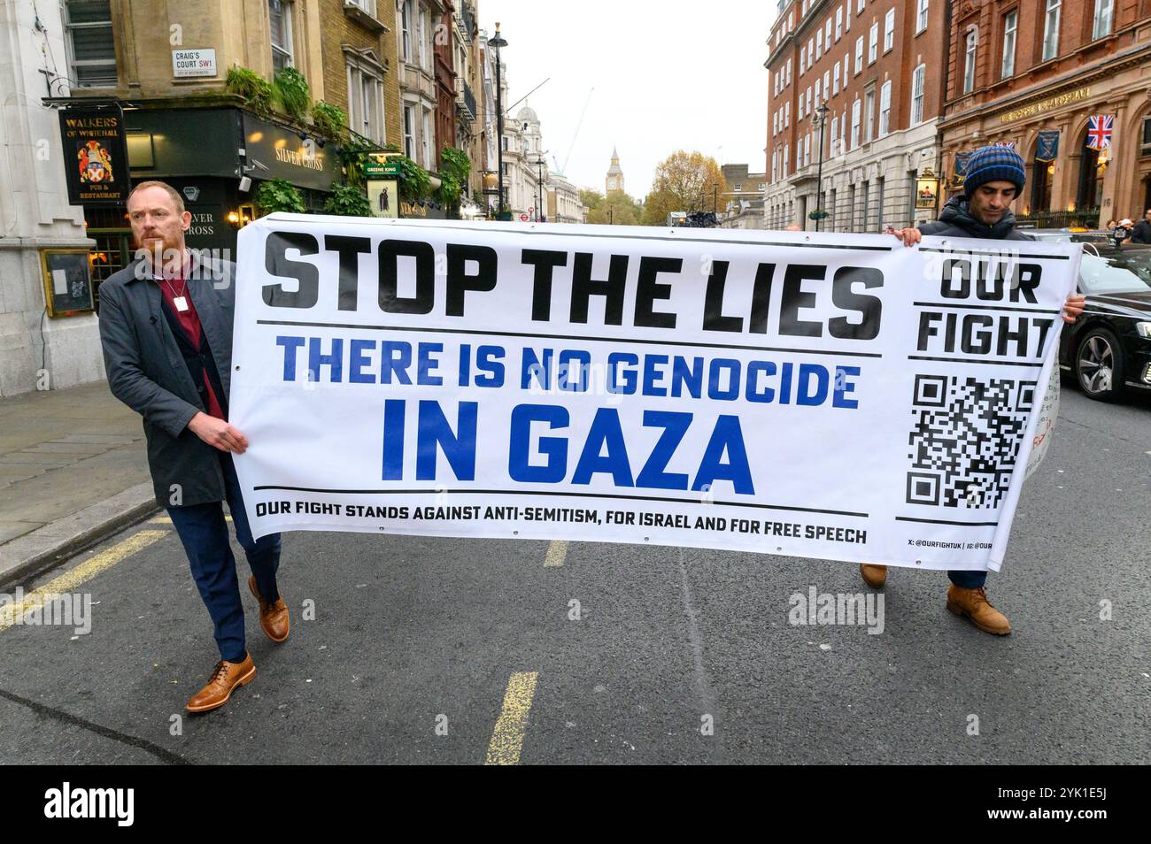 London, UK. 16 November 2024. Israeli counter protest during the March ...