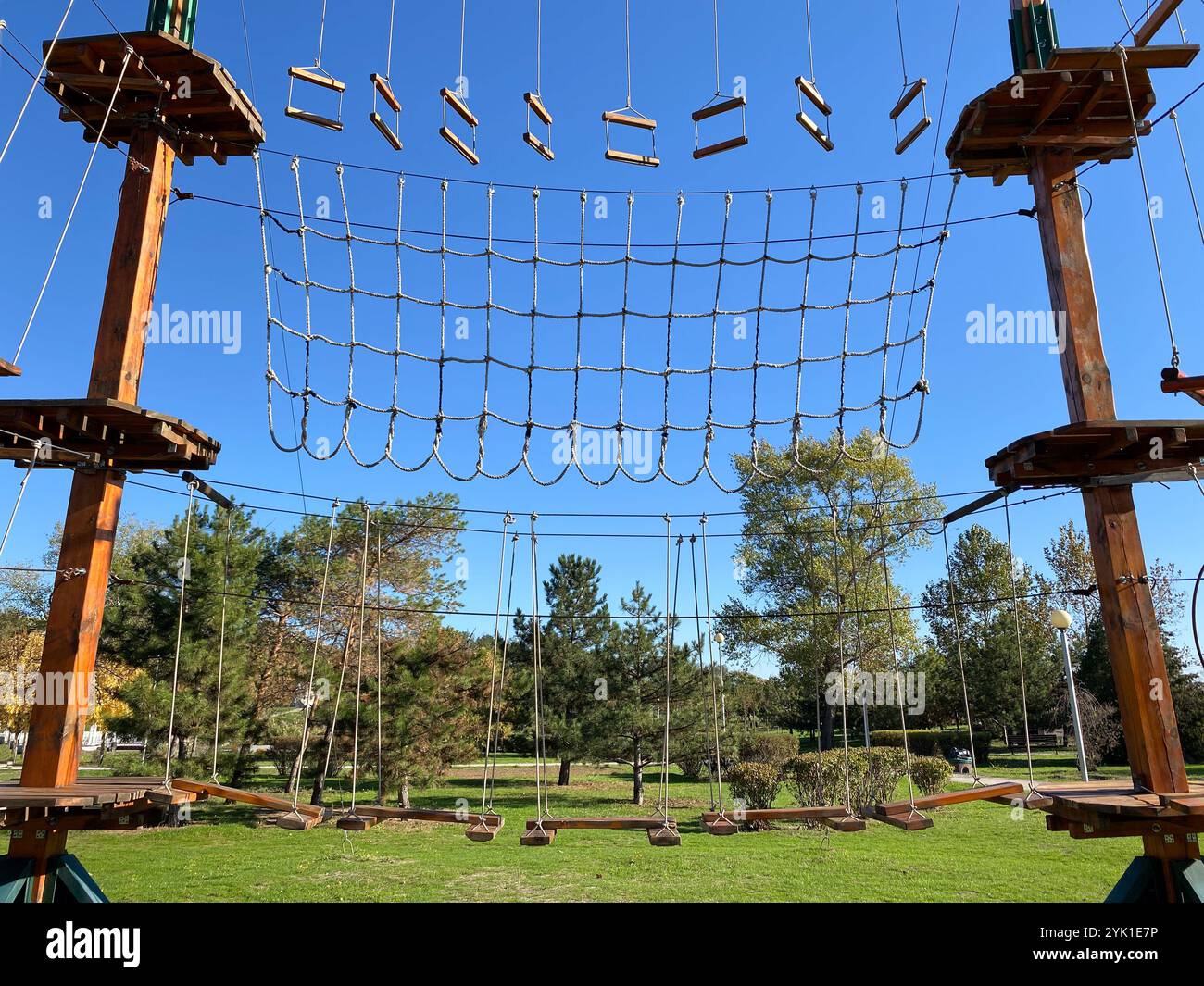 Rope adventure park for active recreation of adults and children Stock ...