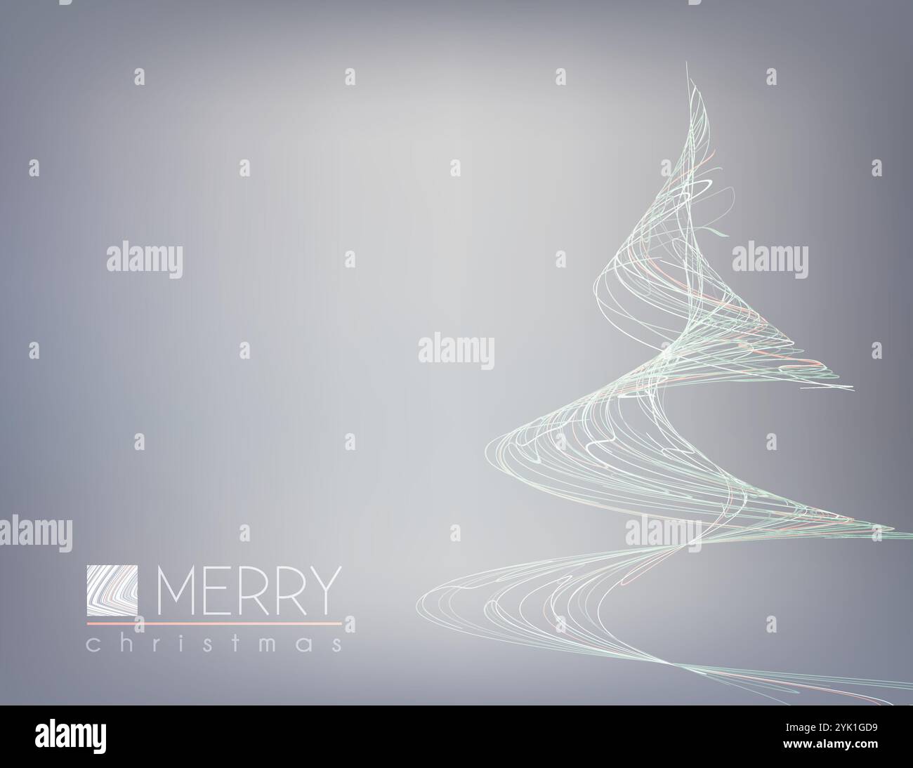 Template of minimal Christmas card with unusual christmas tree of thin ...