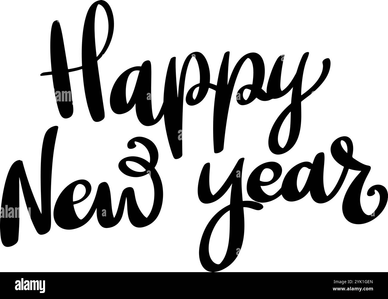 Happy new year. Hand drawn lettering. Vector illustration Stock Vector ...