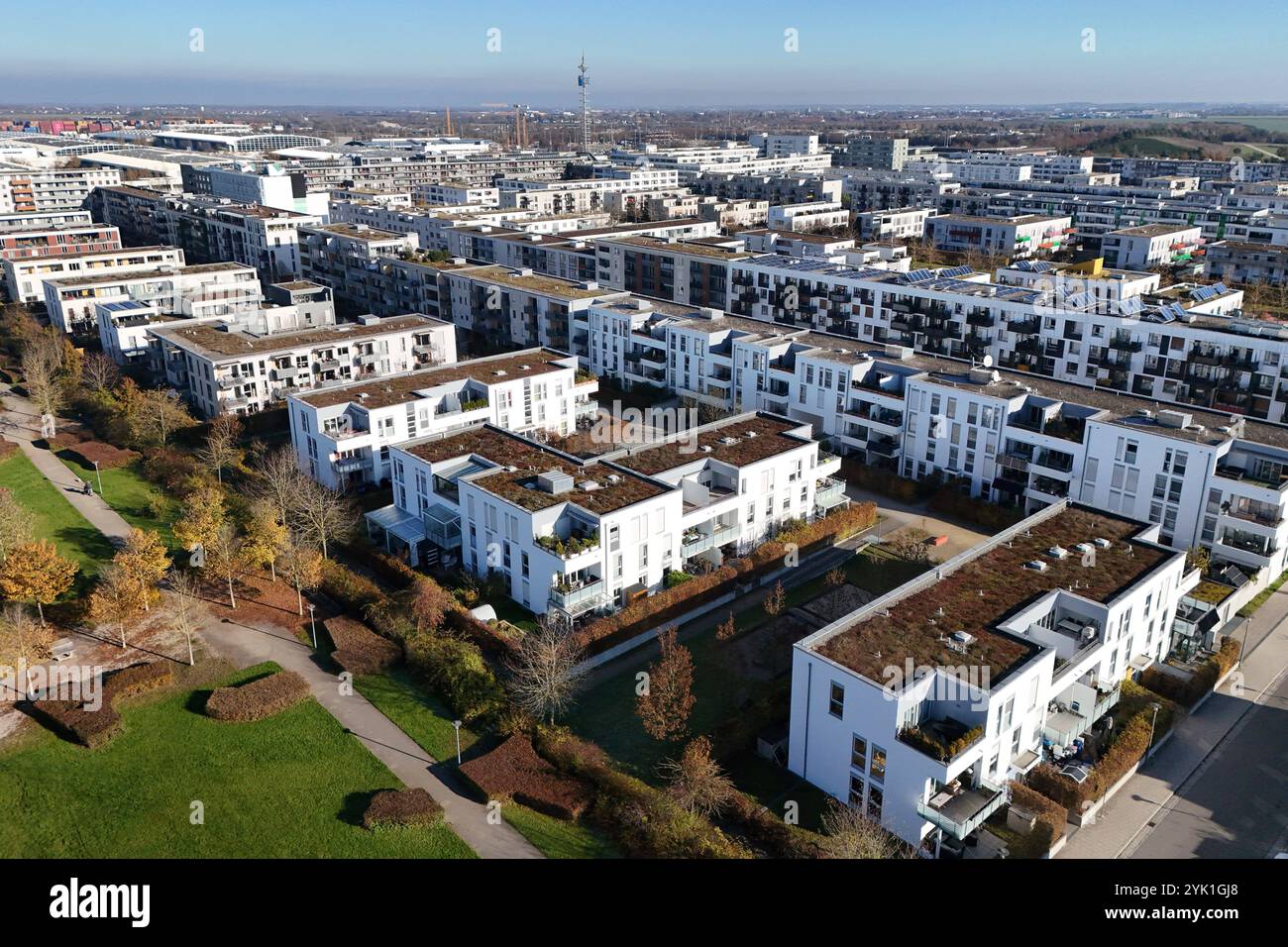 Luftbild Muenchen Stadtteil Messestadt Riem, *** Aerial view Munich ...