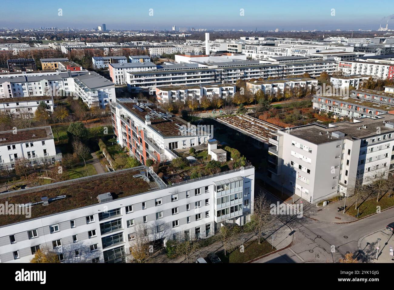 Luftbild Muenchen Stadtteil Messestadt Riem, *** Aerial view Munich ...