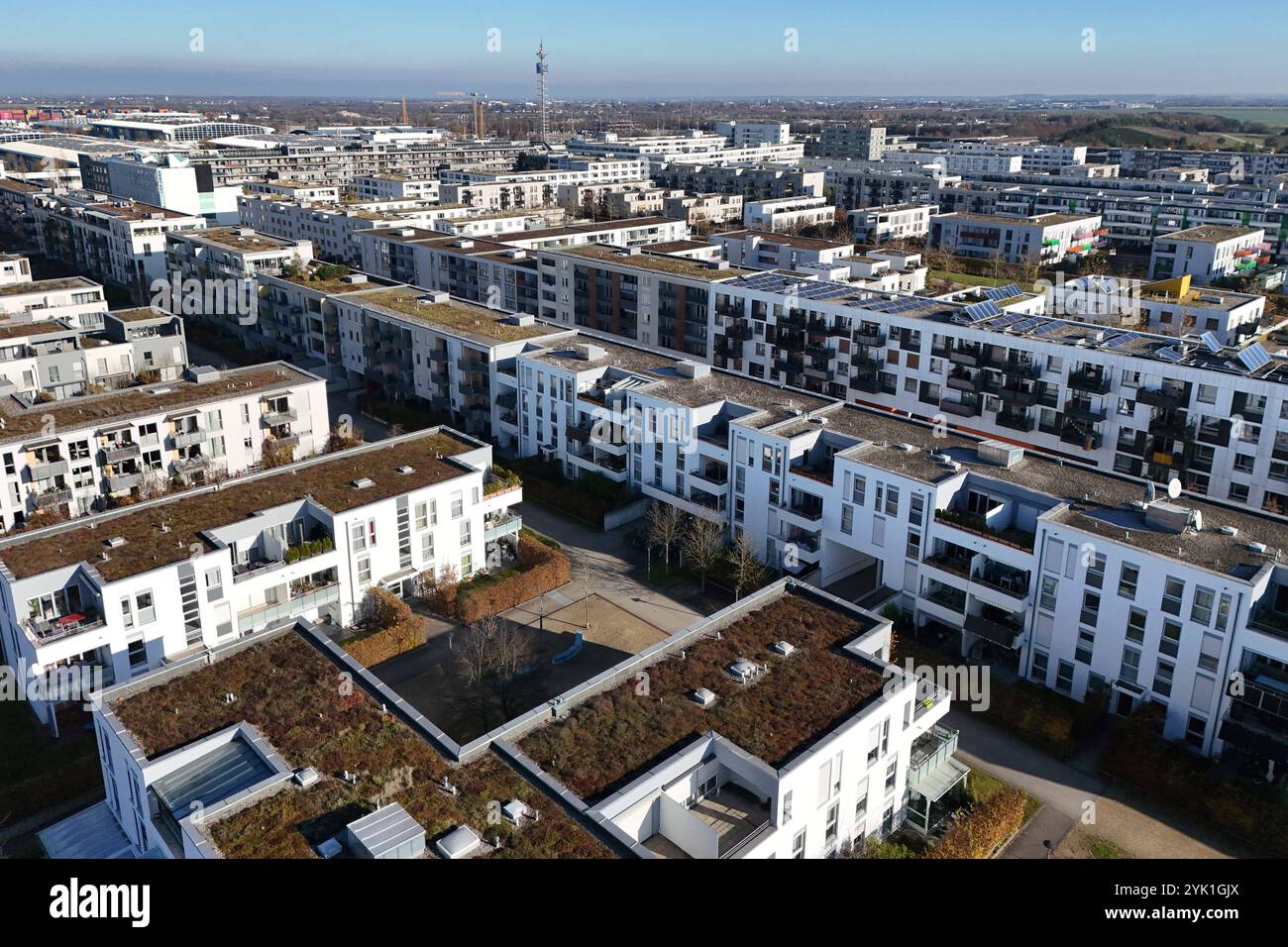 Luftbild Muenchen Stadtteil Messestadt Riem, *** Aerial view Munich ...